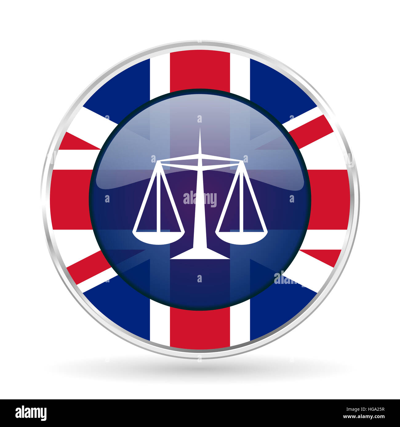 justice british design icon - round silver metallic border button with ...