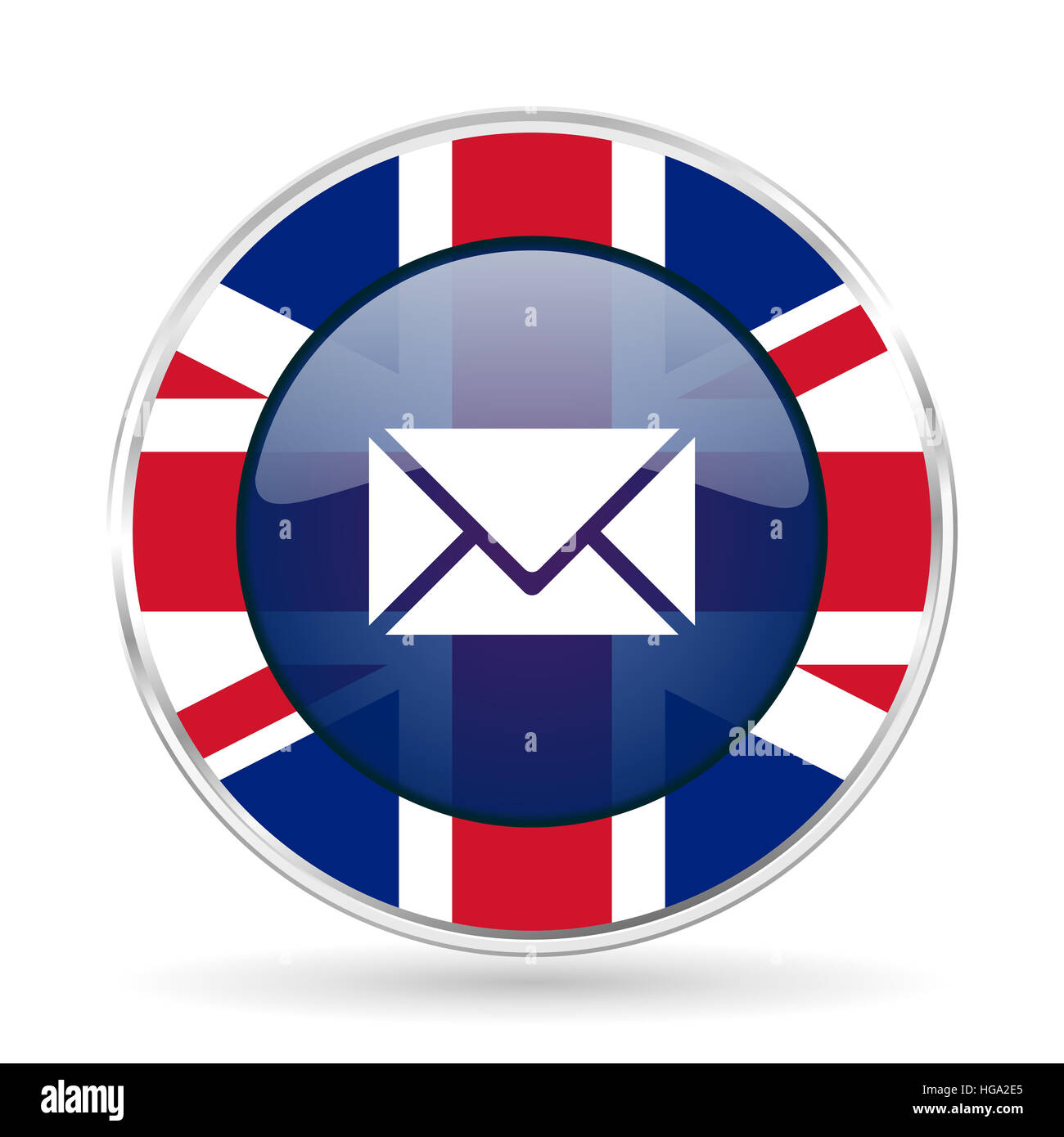 Email british design icon - round silver metallic border button with ...