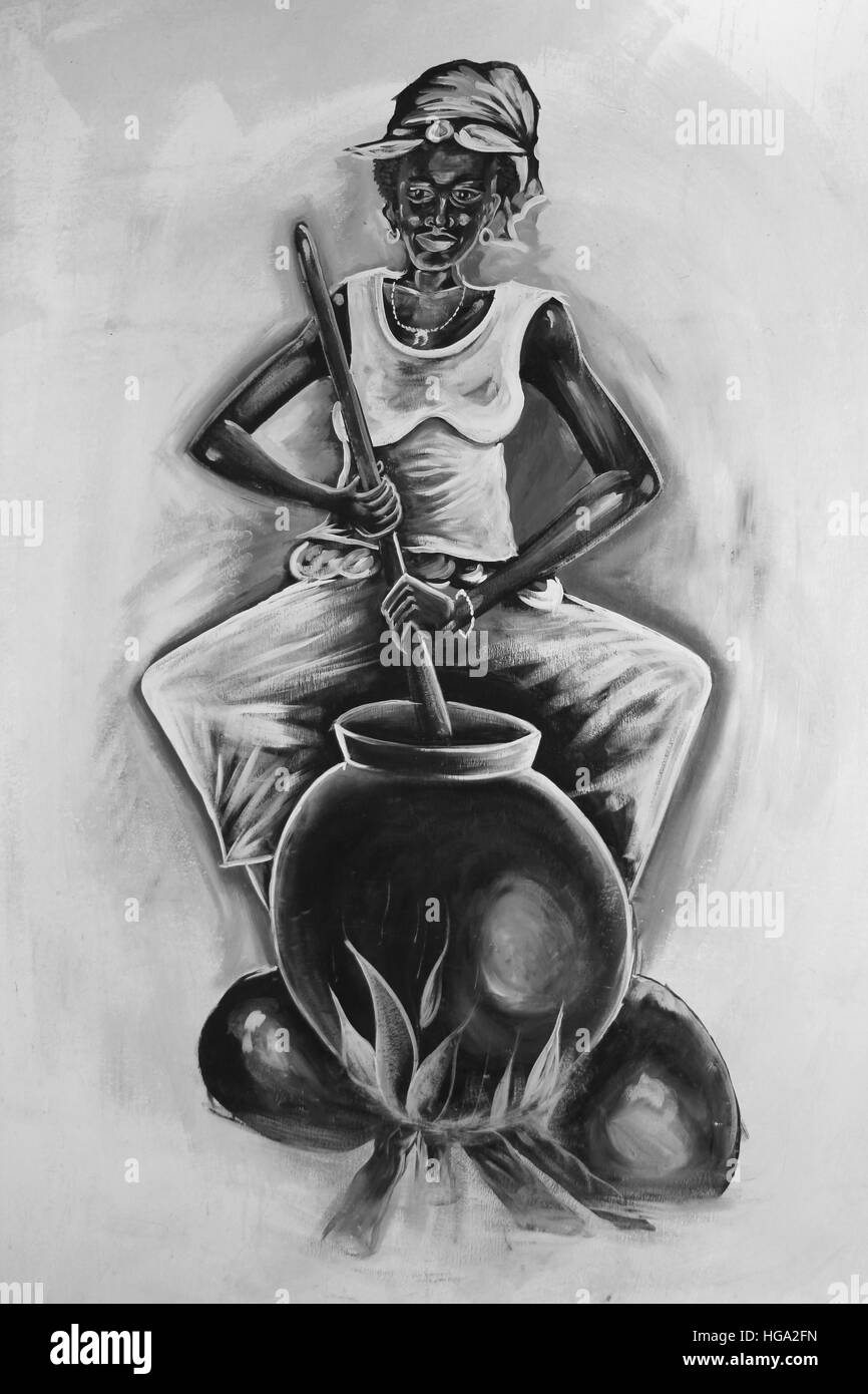 African art painting ghana Black and White Stock Photos & Images - Alamy