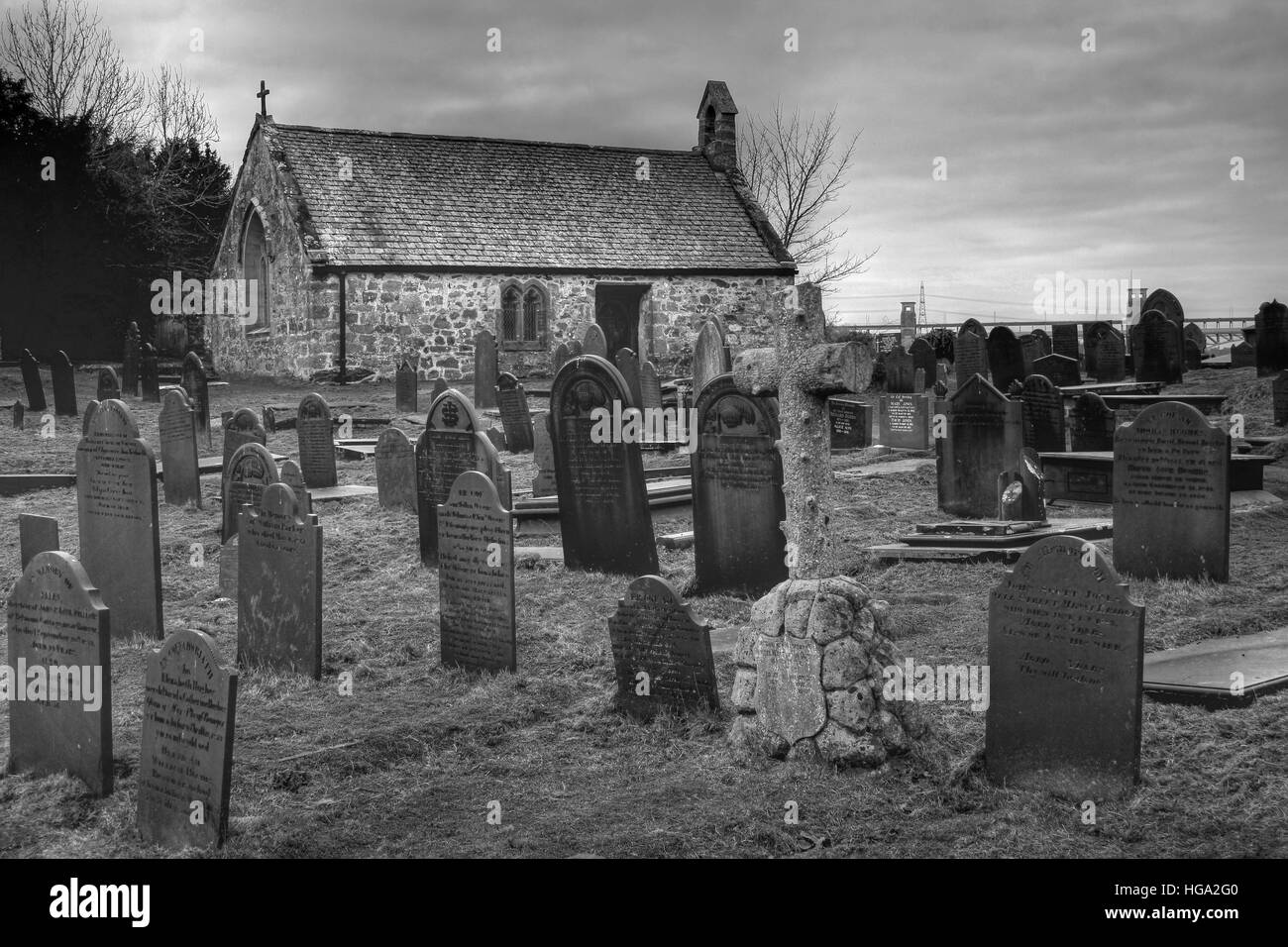 St. Tysilio's Church and graveyard on Church Island, Menai Bridge ...