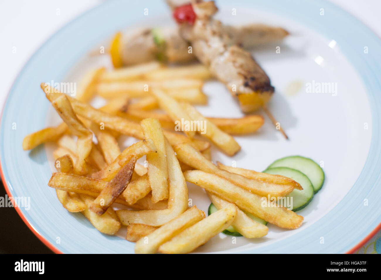 Tasty french fries with barbecue on child birthday party Stock Photo ...
