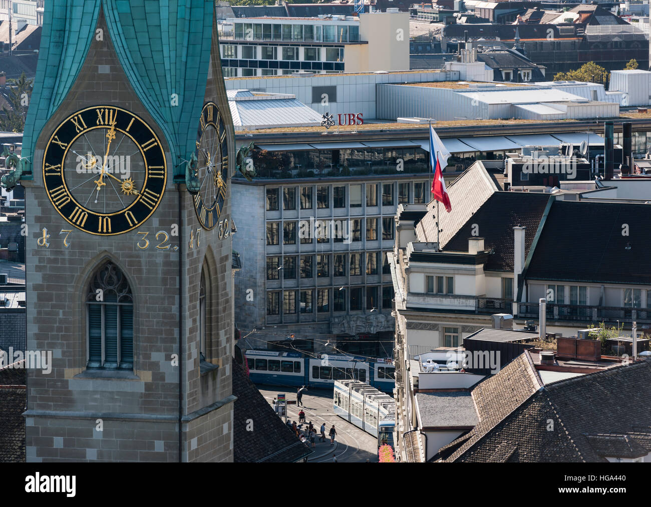 Zurich Paradeplatz with the headquarters of both UBS and Credit Suisse ...