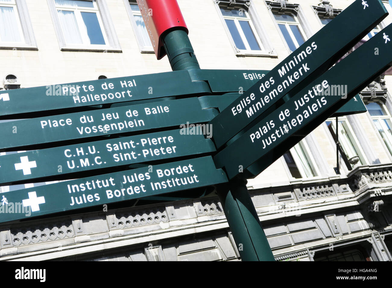 Tourist direction sign in Brussels, Belgium Stock Photo - Alamy