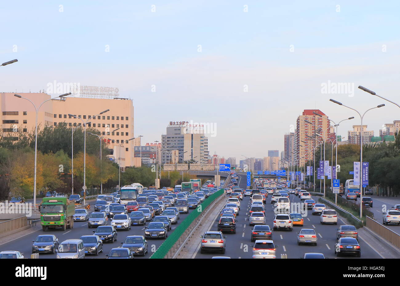 Highway heavy traffic in Beijing China Stock Photo - Alamy