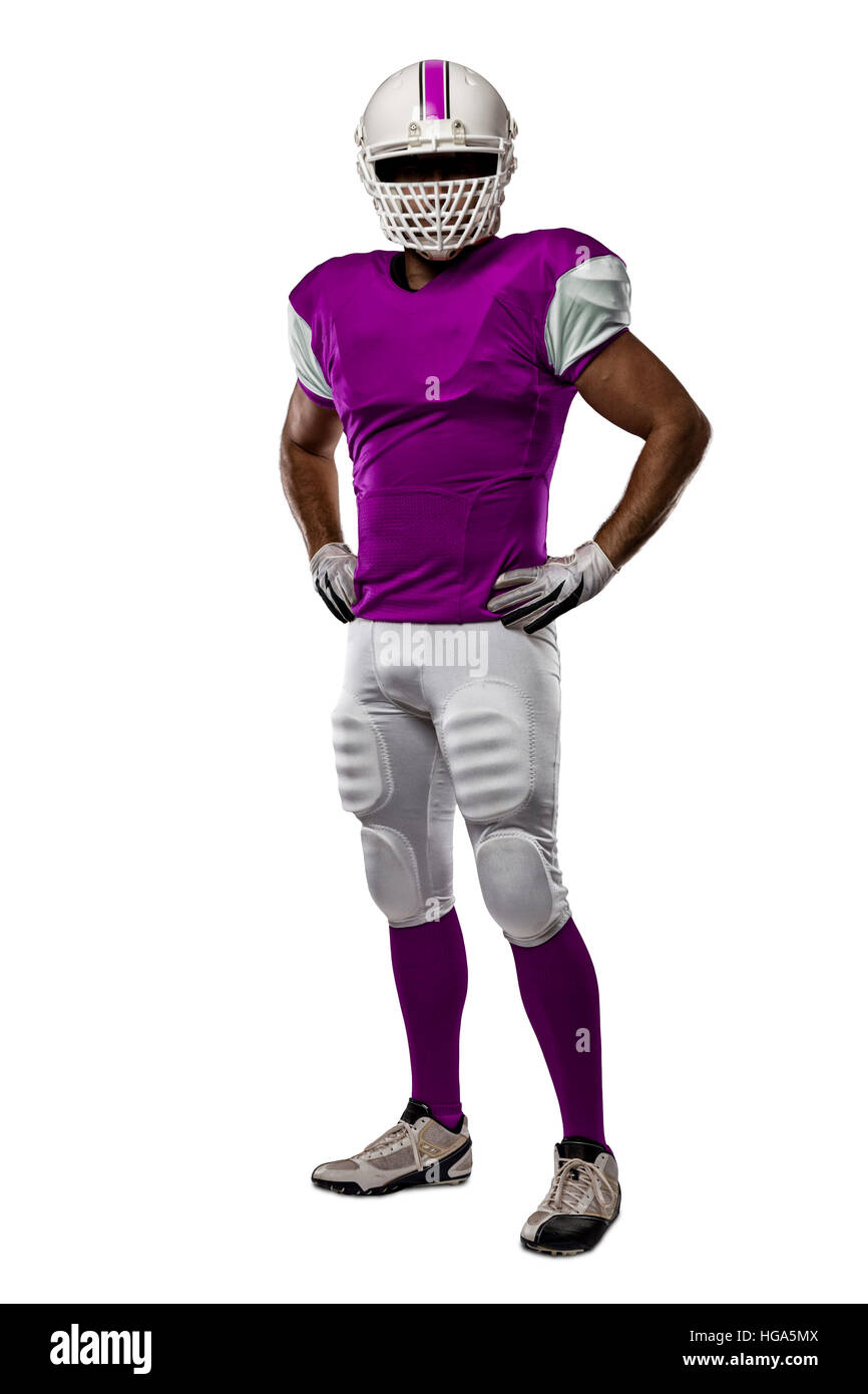 Football Player with a pink uniform on a white background Stock Photo ...
