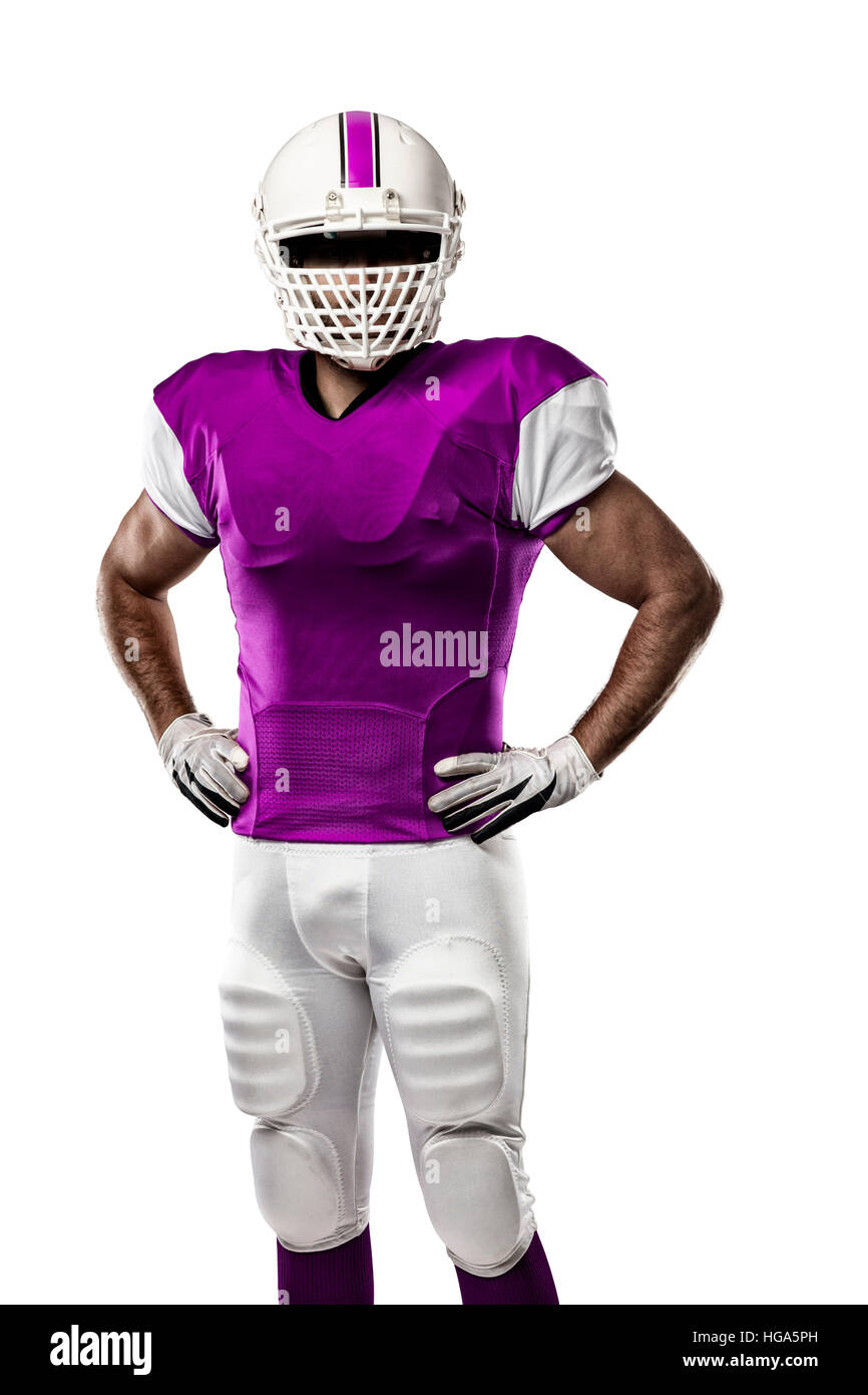 Football Player with a pink uniform on a white background Stock Photo ...