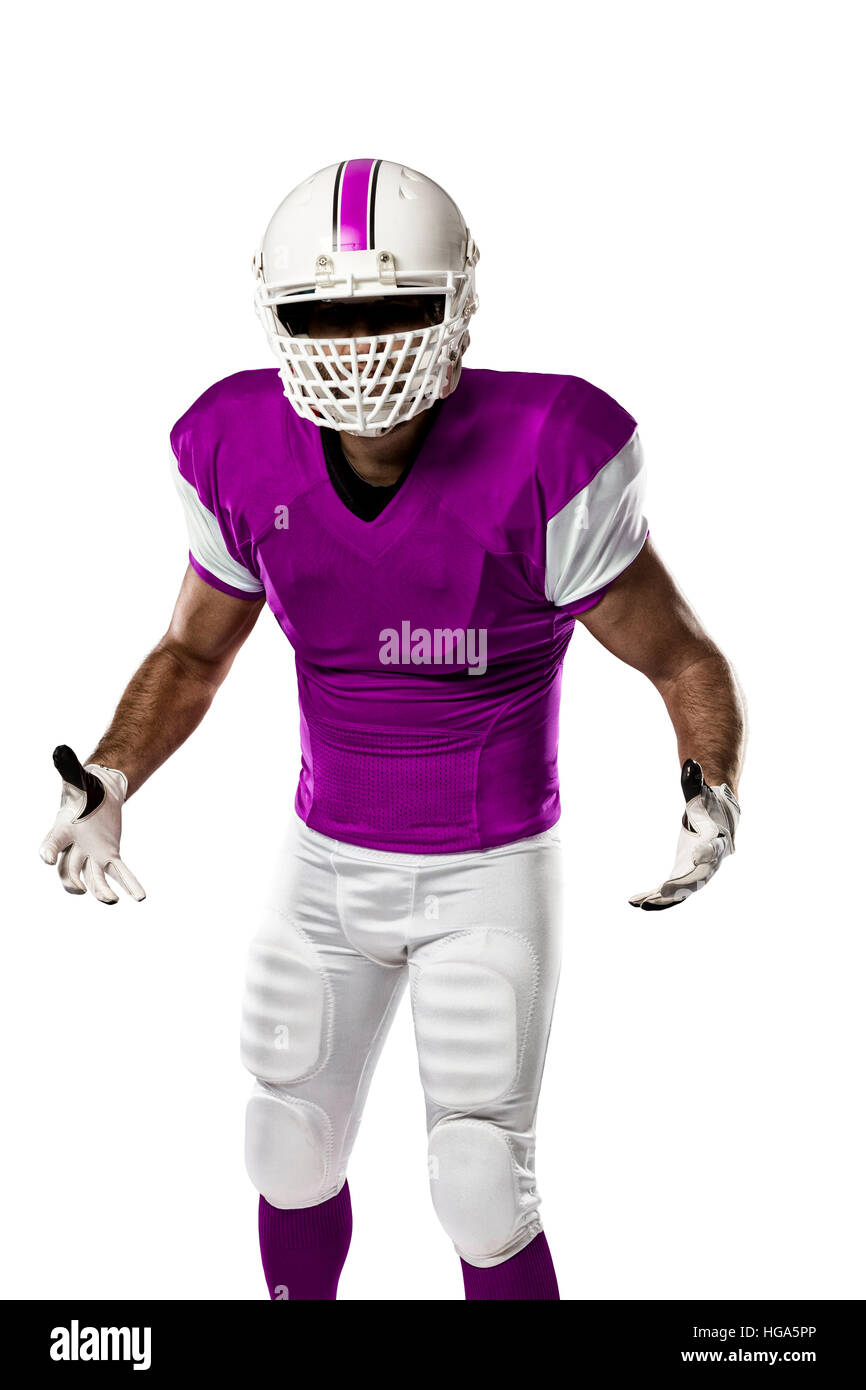 Football Player with a pink uniform on a white background Stock Photo ...