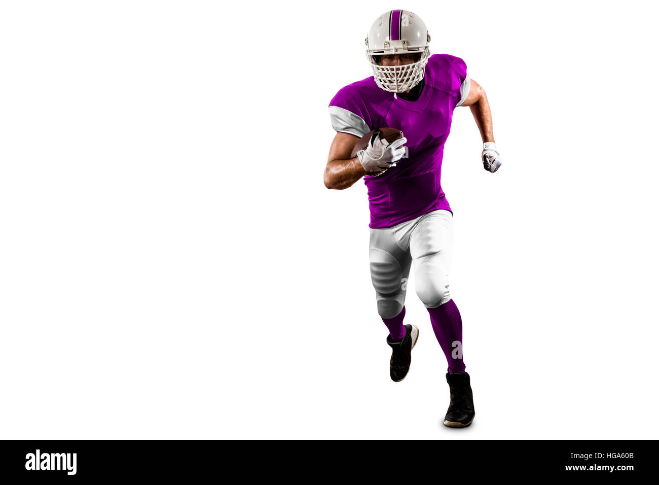 Football Player with a pink uniform Running on a white background Stock ...