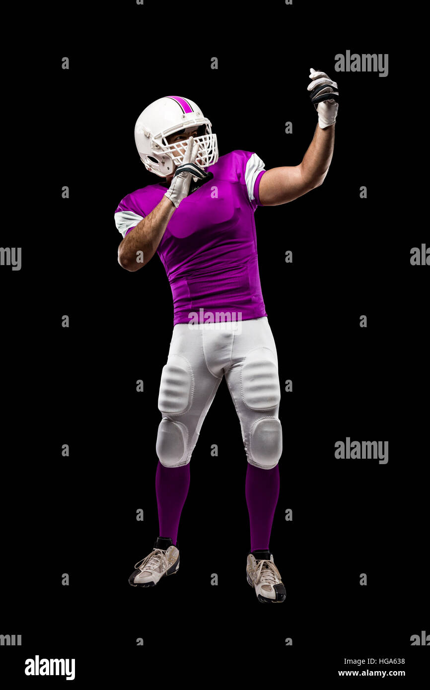 Football Player with a pink uniform making a selfie on a black ...