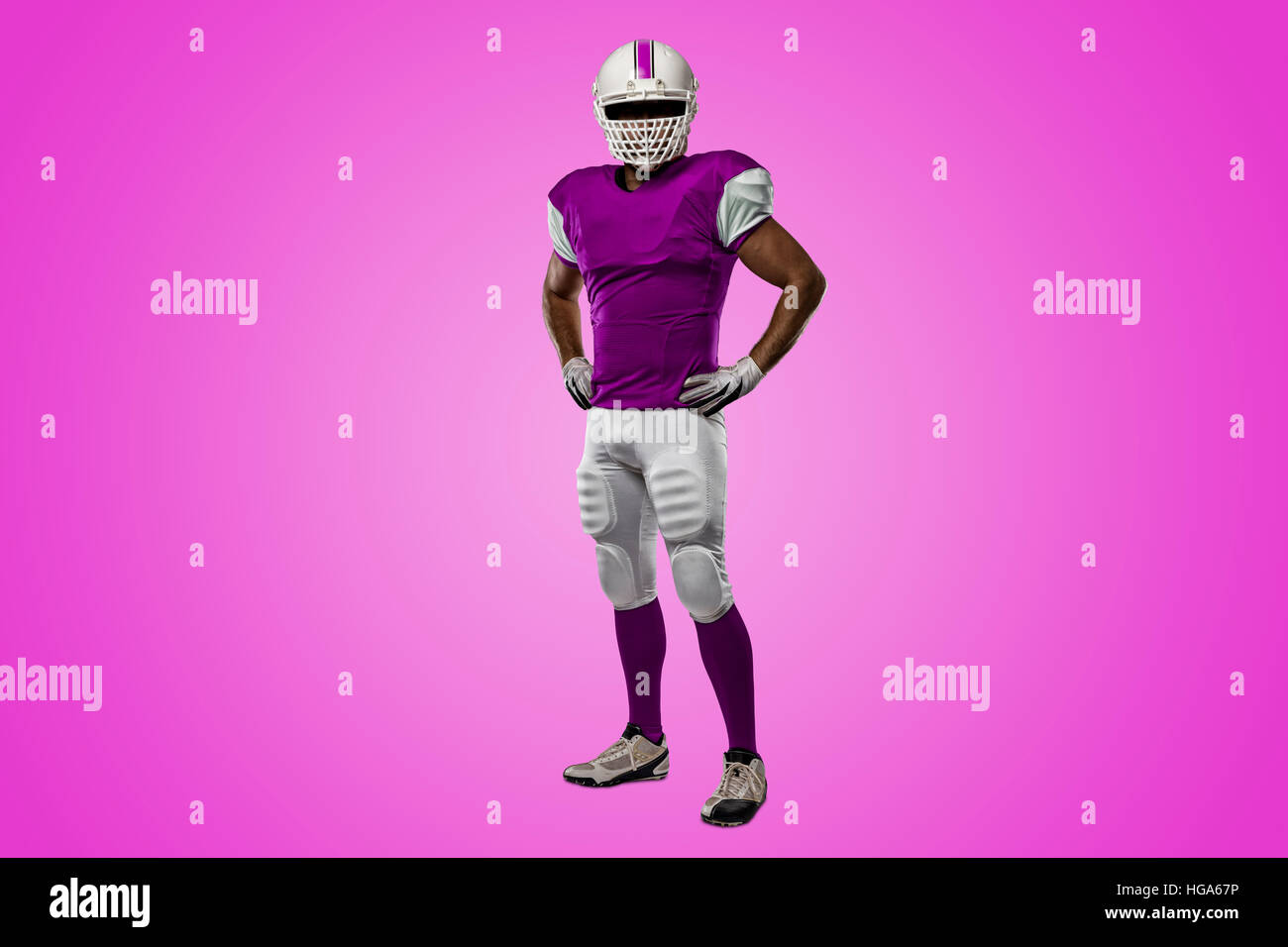 Football Player with a pink uniform on a pink background Stock Photo ...