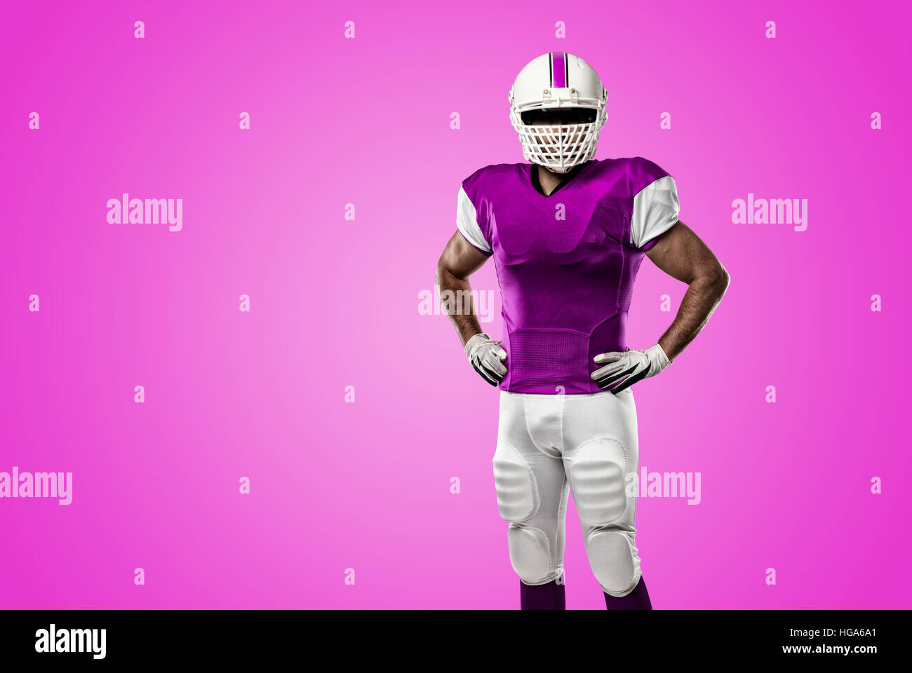 Football Player with a pink uniform on a pink background Stock Photo ...