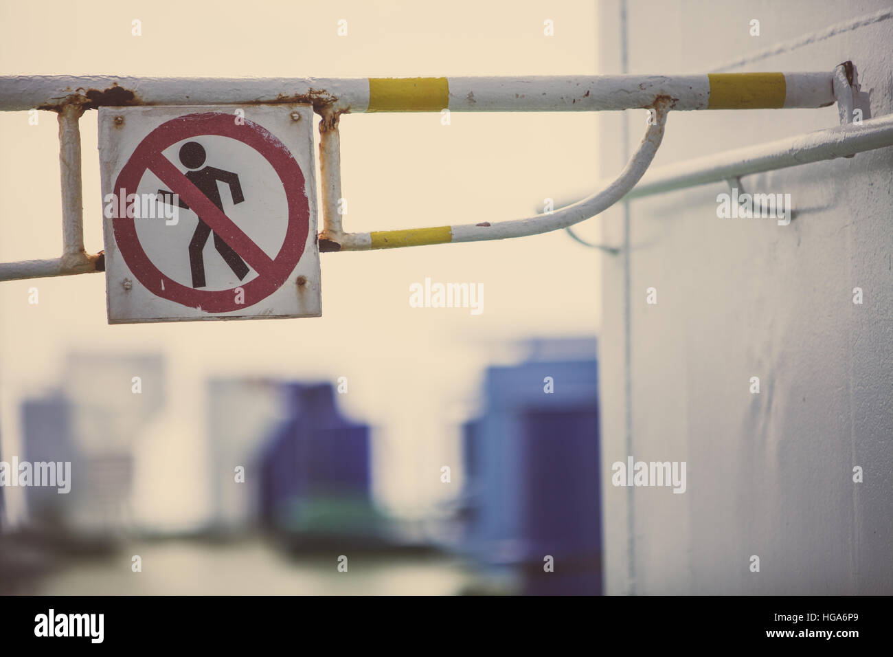 Color detail of a forbidden passage sign Stock Photo - Alamy