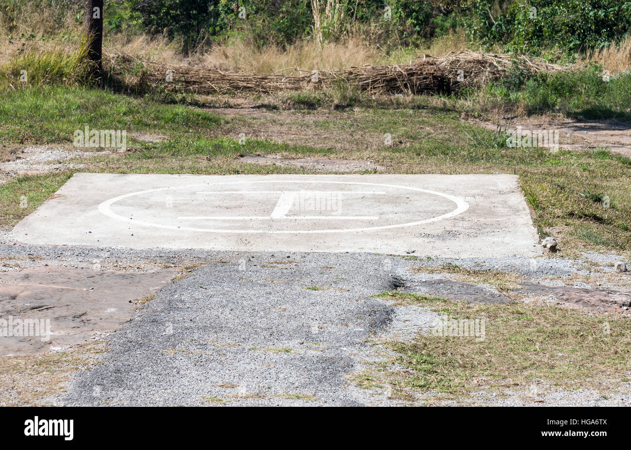 Concrete heliport base near the forest in the national park Stock Photo ...
