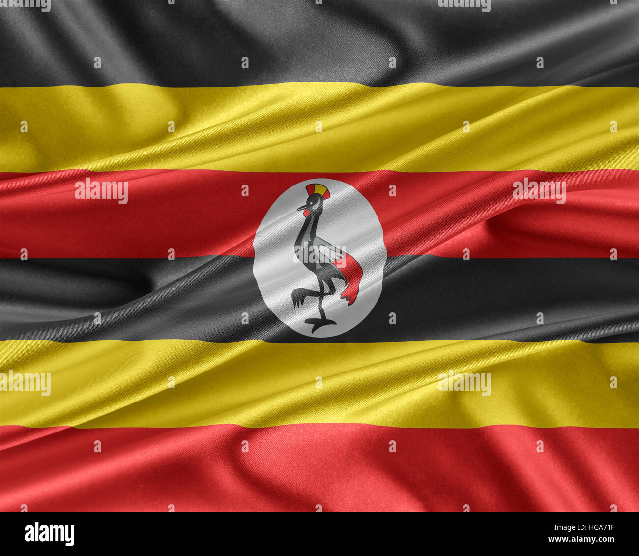 Uganda flag with a glossy silk texture Stock Photo - Alamy
