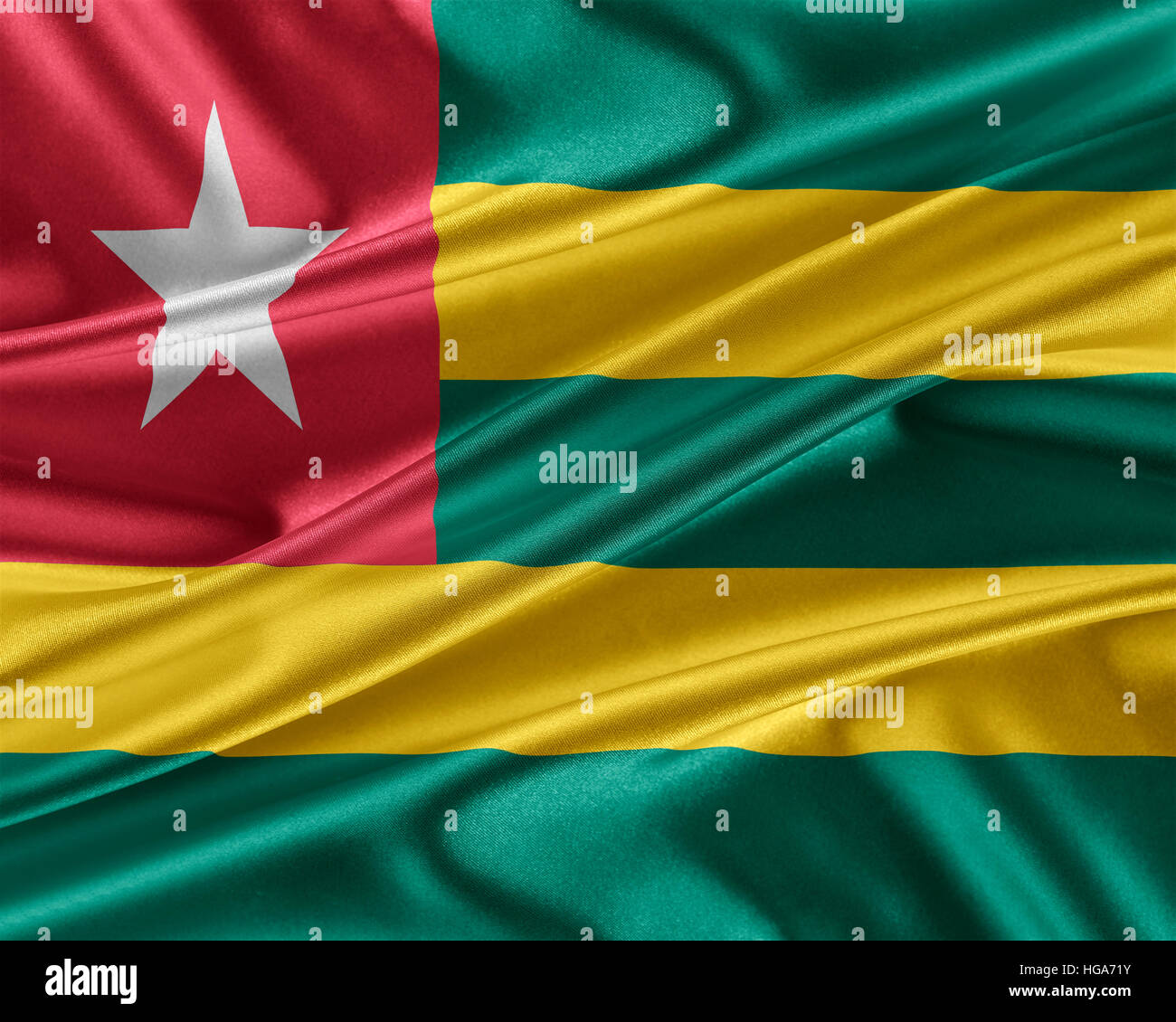 Togo flag with a glossy silk texture Stock Photo - Alamy