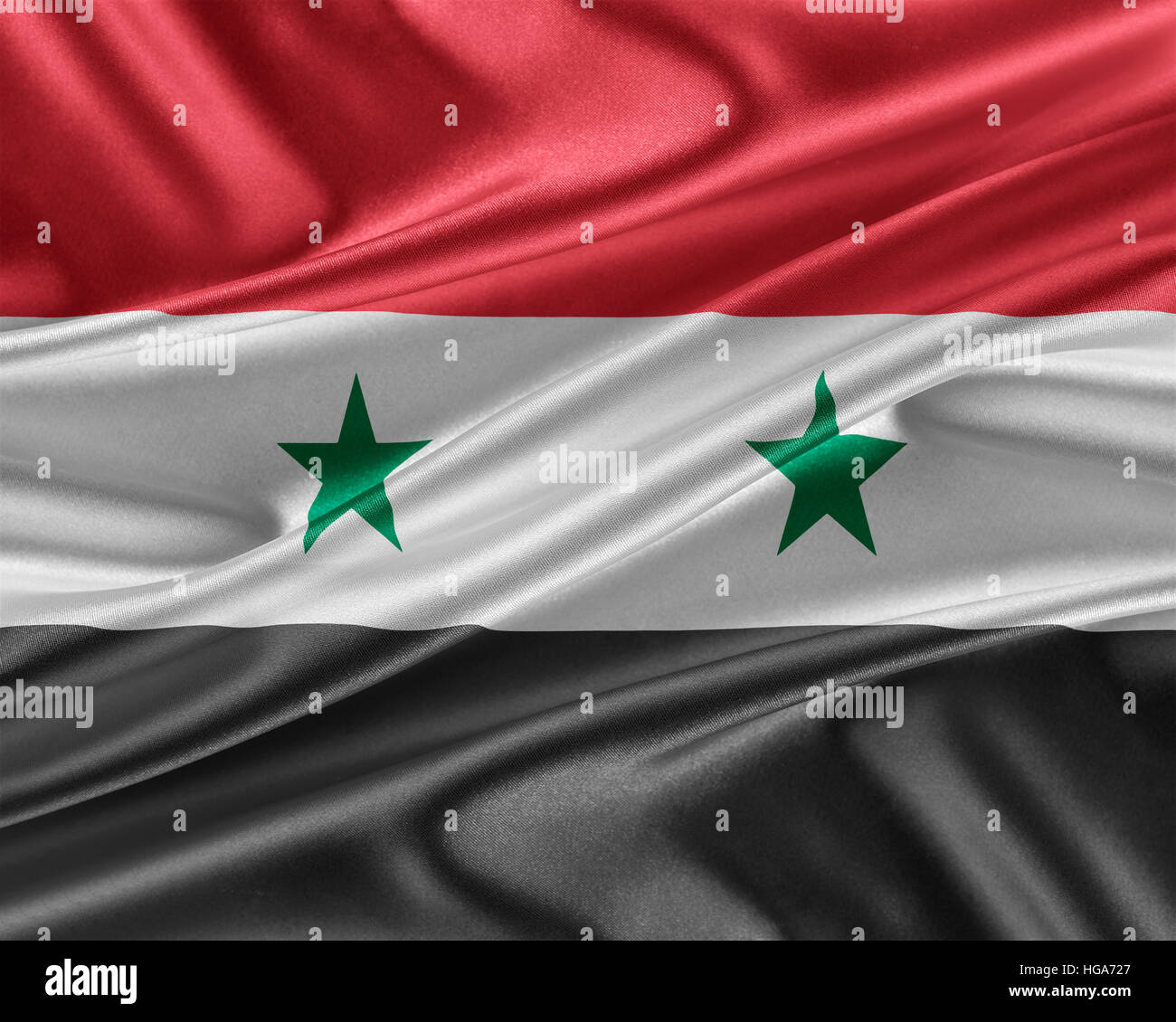 Syria flag with a glossy silk texture Stock Photo - Alamy