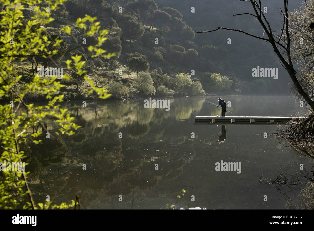 Fisherman Fishing In The San Juan Reservoir Located In The ...