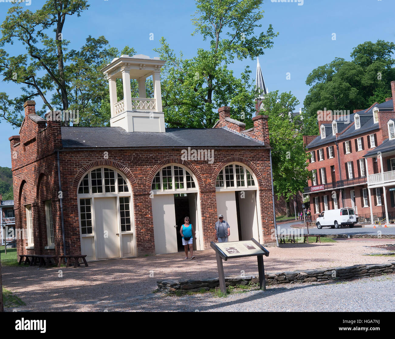 The town of Harpers Ferry in Virginia USA at the confluence of the ...