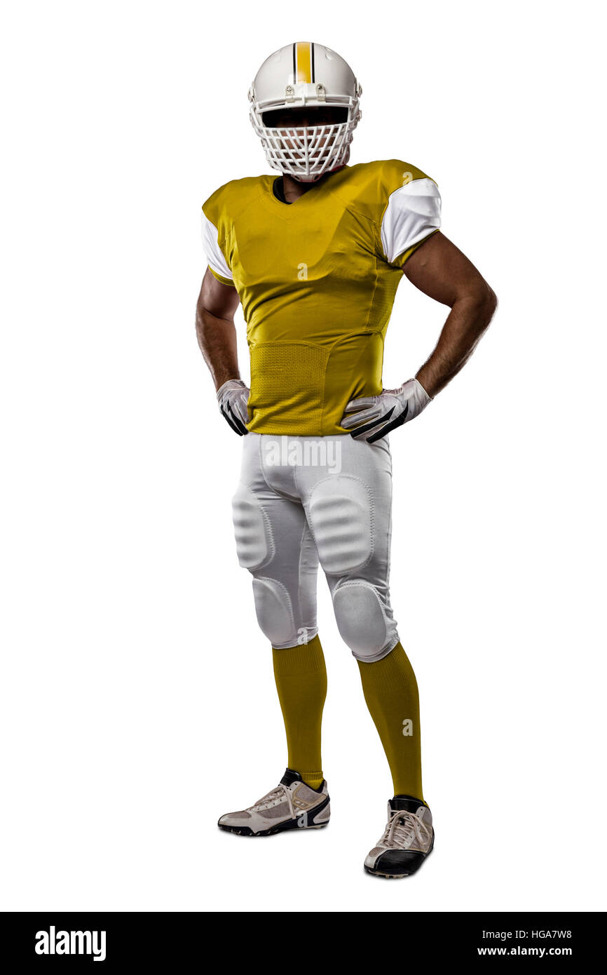 Football Player with a yellow uniform on a white background Stock Photo ...