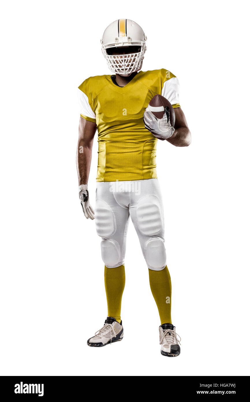 Football Player with a yellow uniform on a white background Stock Photo ...