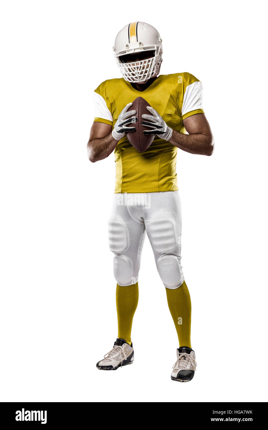 Football Player with a yellow uniform on a white background Stock Photo ...