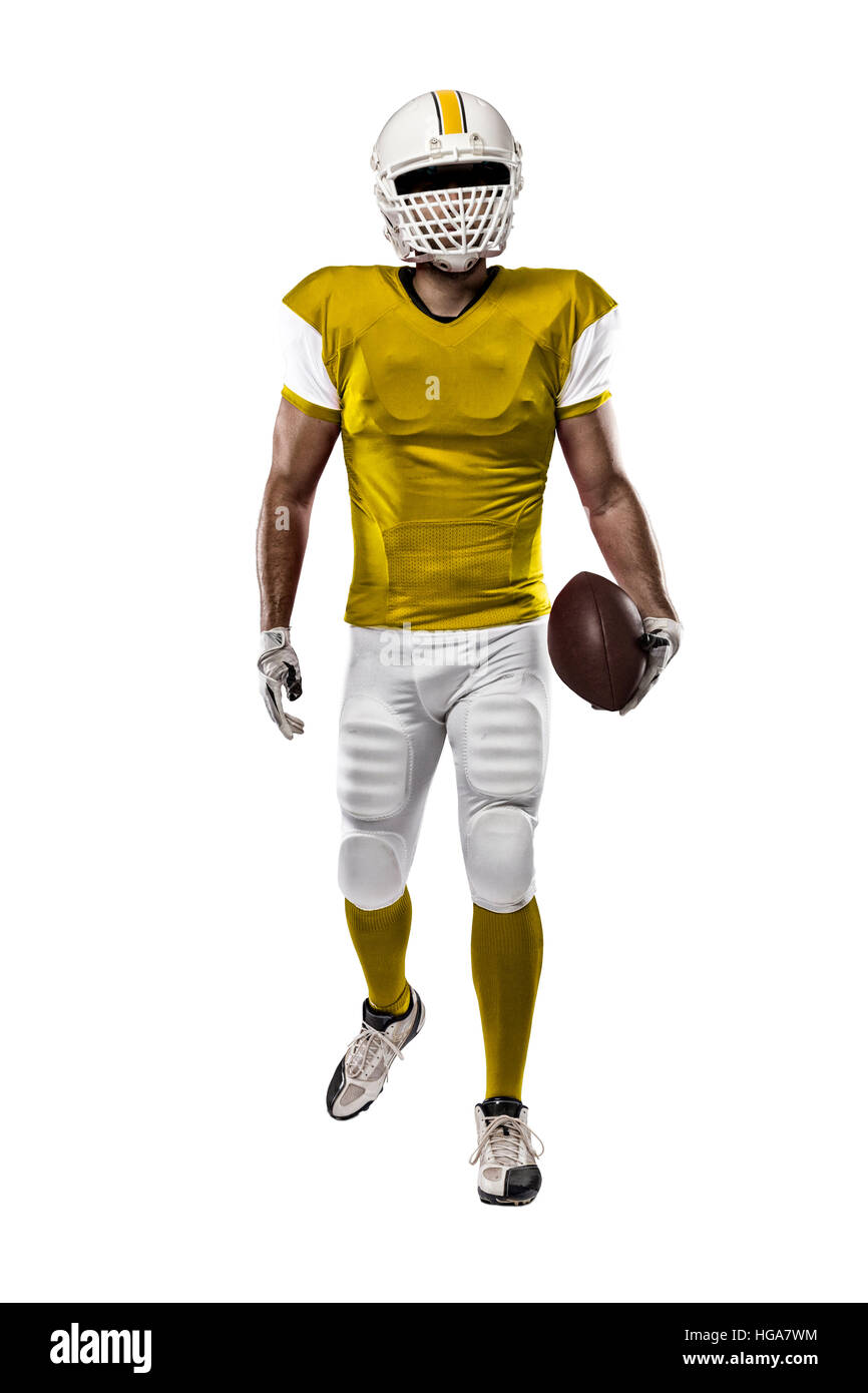 Football Player with a yellow uniform on a white background Stock Photo ...