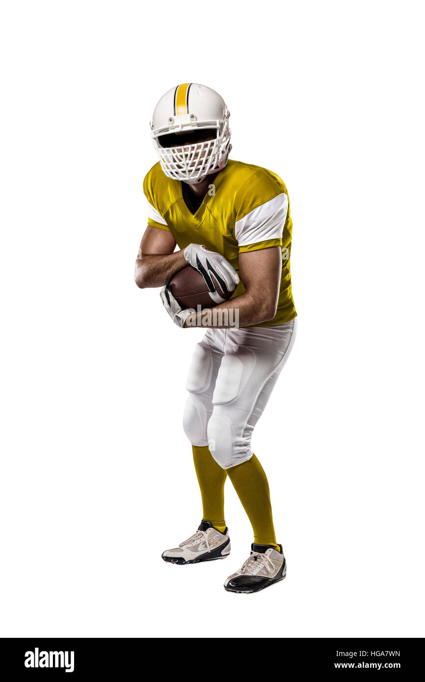Football Player with a yellow uniform on a white background Stock Photo ...