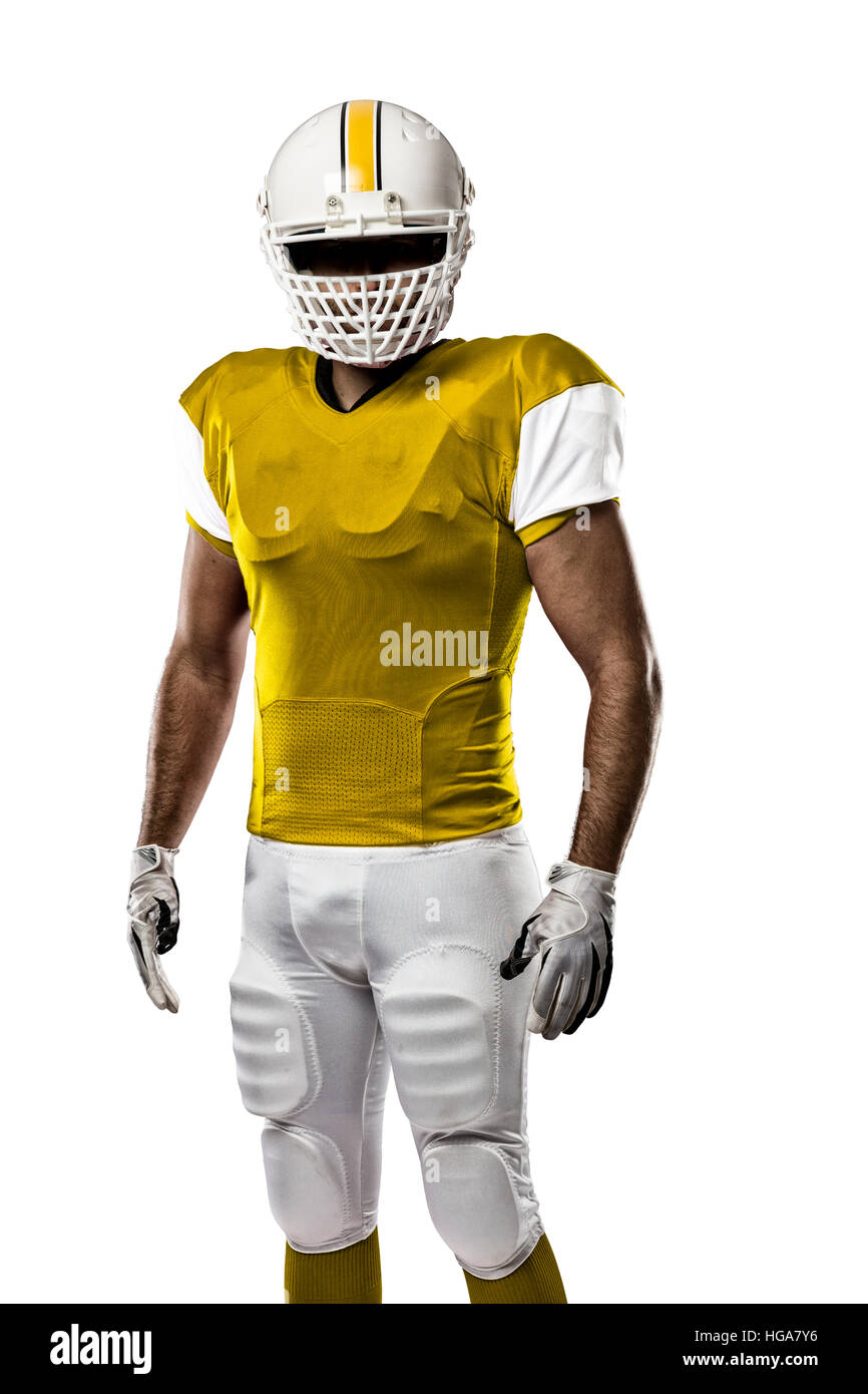 Football Player with a yellow uniform on a white background Stock Photo ...