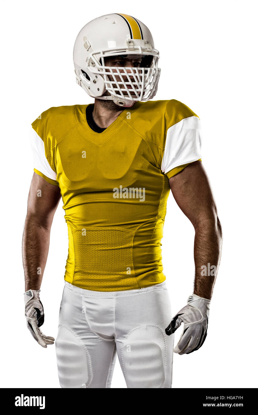 Football Player with a yellow uniform on a white background Stock Photo ...