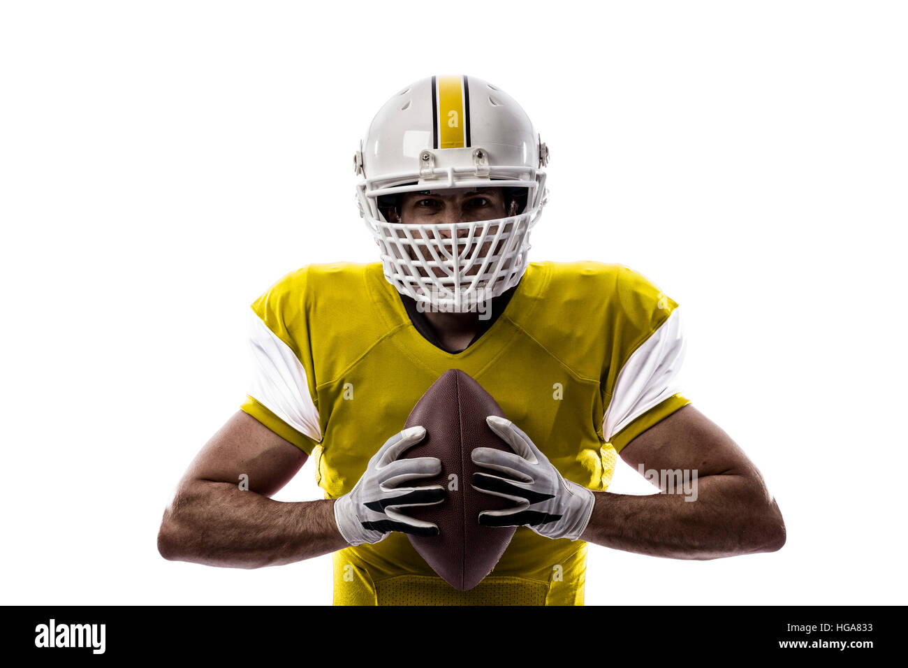 Football Player with a yellow uniform on a white background Stock Photo ...