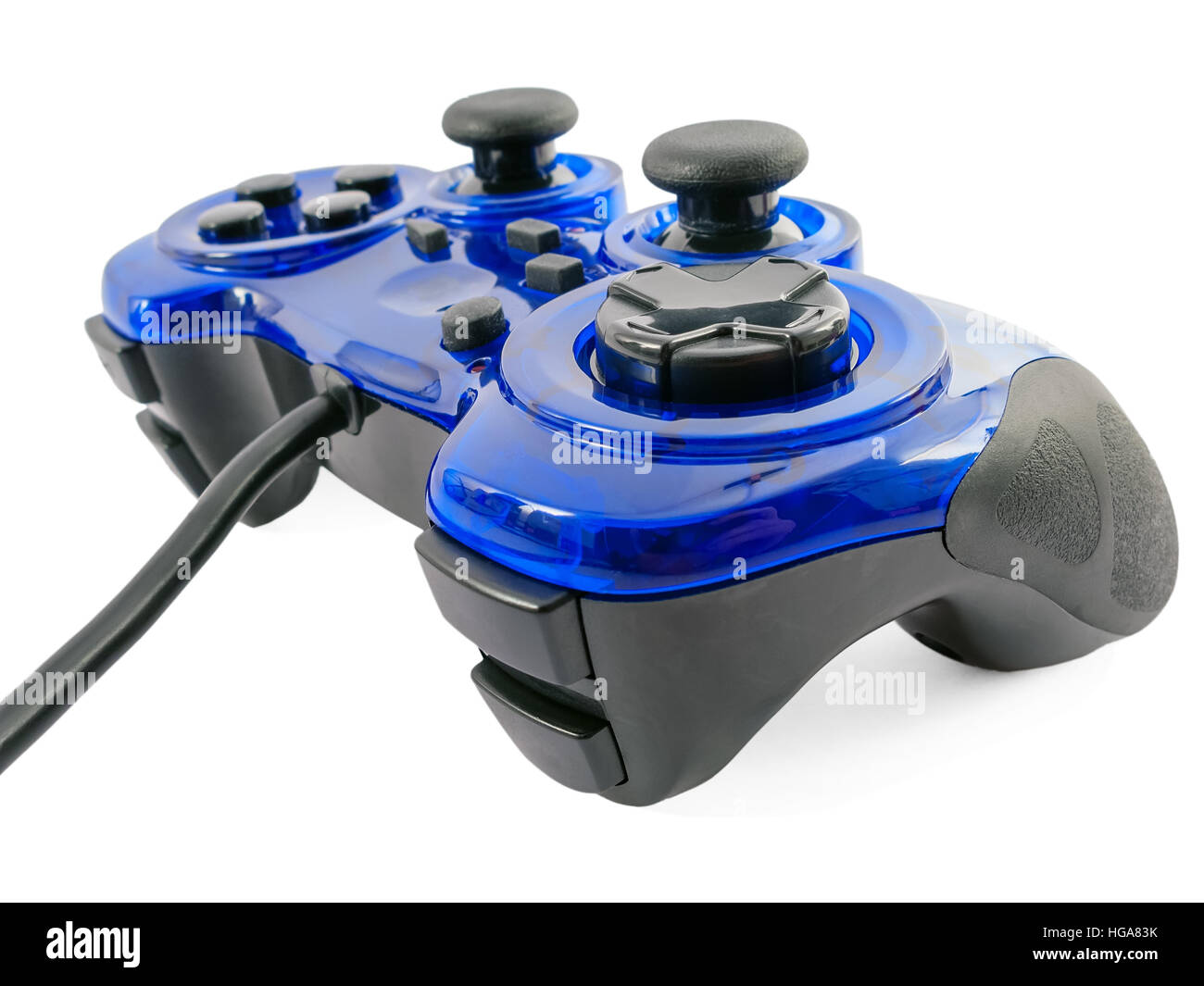 blue video game controller detail for console gaming isolated on white ...