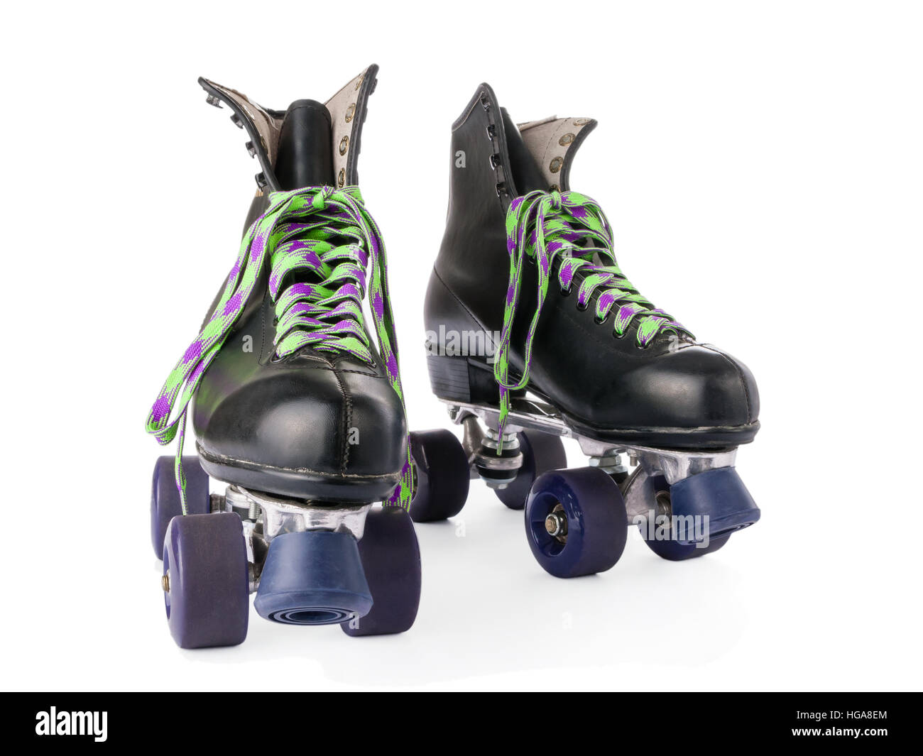 Retro roller skates isolated on white background Stock Photo - Alamy