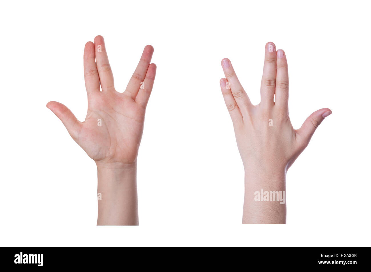 Vulcan hand gesture Cut Out Stock Images & Pictures - Alamy