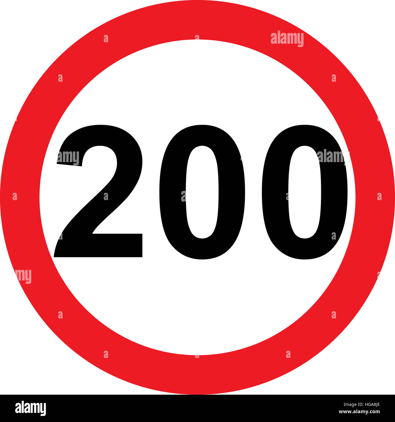 200 speed limitation road sign on white background Stock Photo - Alamy