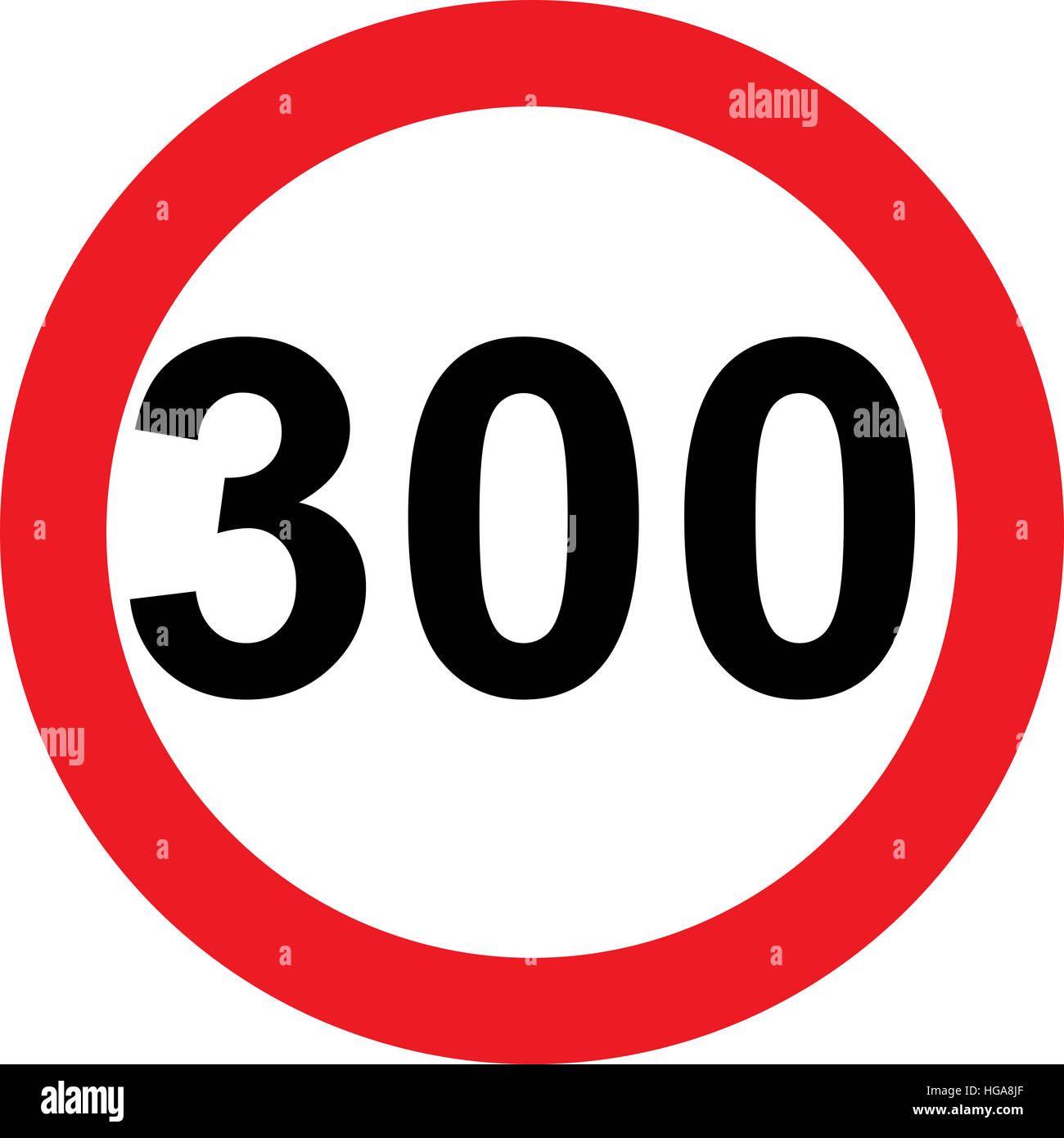 300 speed limitation road sign on white background Stock Photo - Alamy