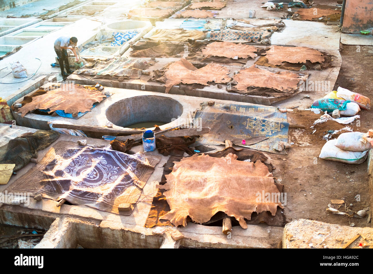 Animal Hides Drying At The Leather Tanneries In Bab Debbagh In The ...