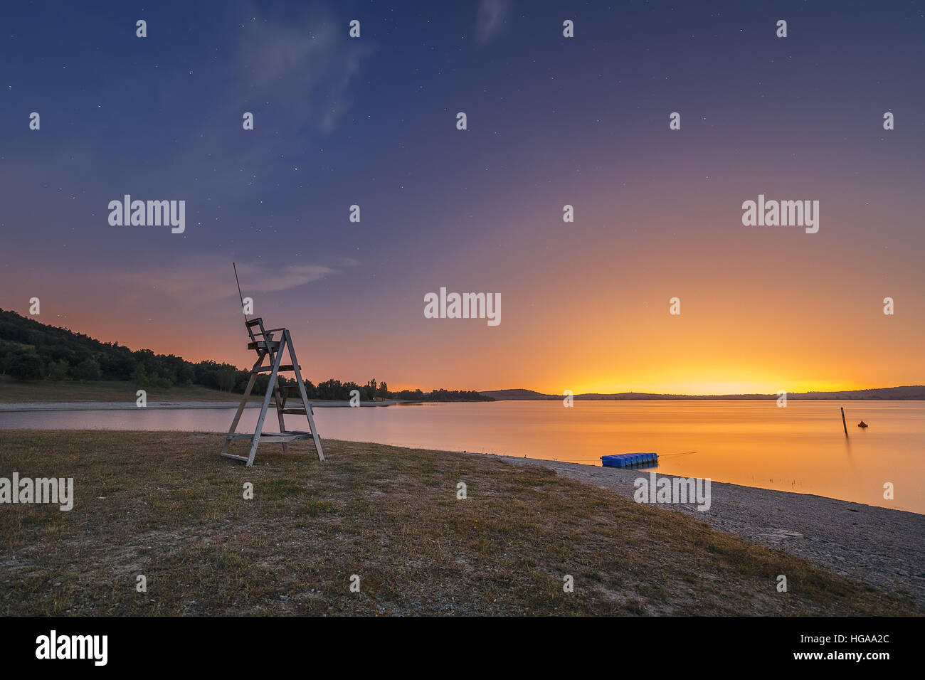Lifeguard chair at night Stock Photo - Alamy