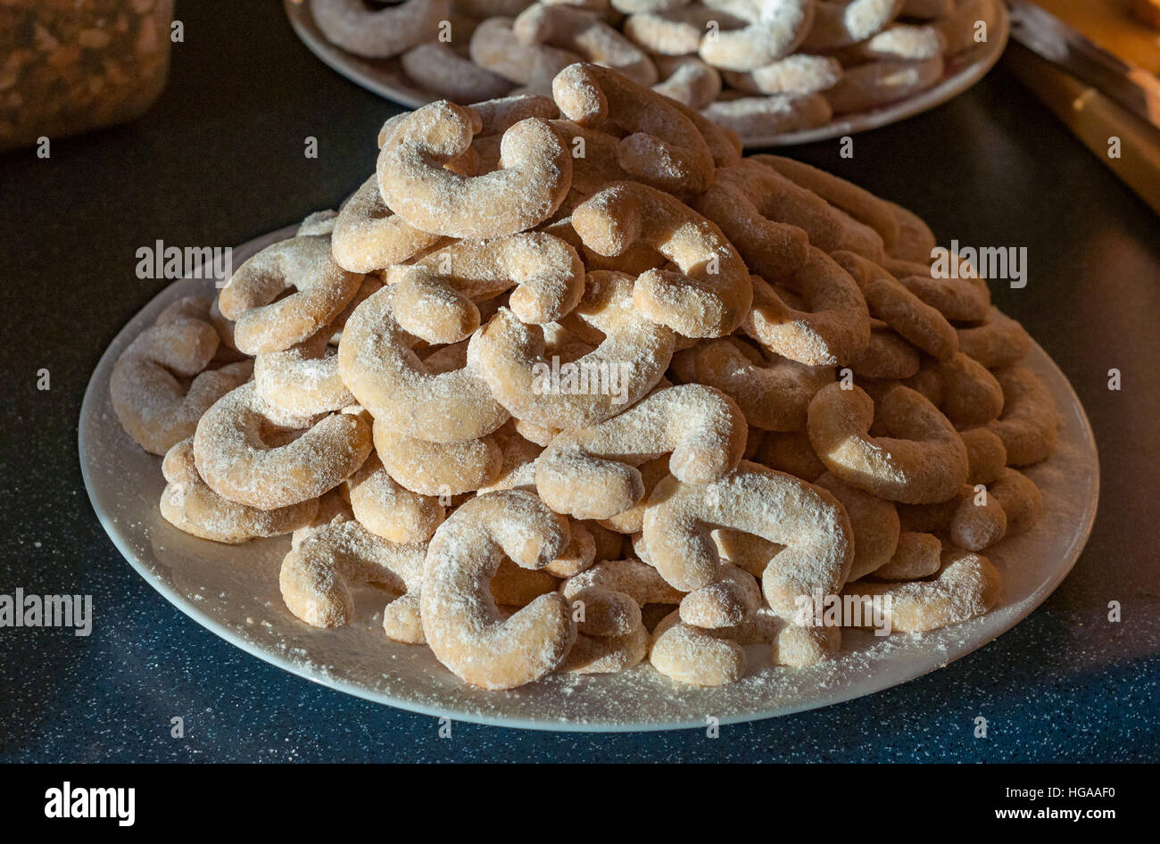 Traditional Czech Christmas homemade baked vanilla rolls cookies sweets ...