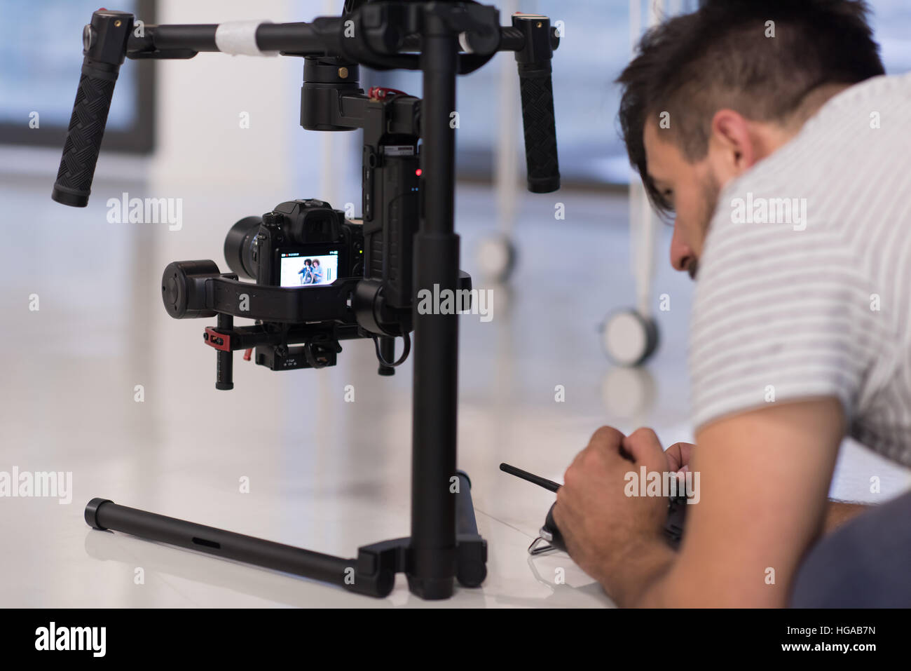 Professional video camcorder on duty inside Stock Photo - Alamy