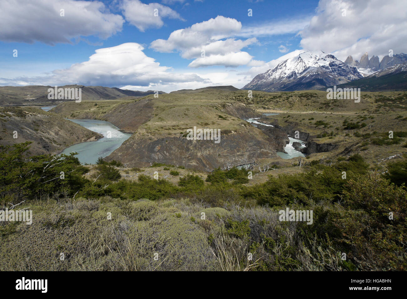 Paine River and Paine Massif, Torres del Paine NP, Patagonia, Chile ...