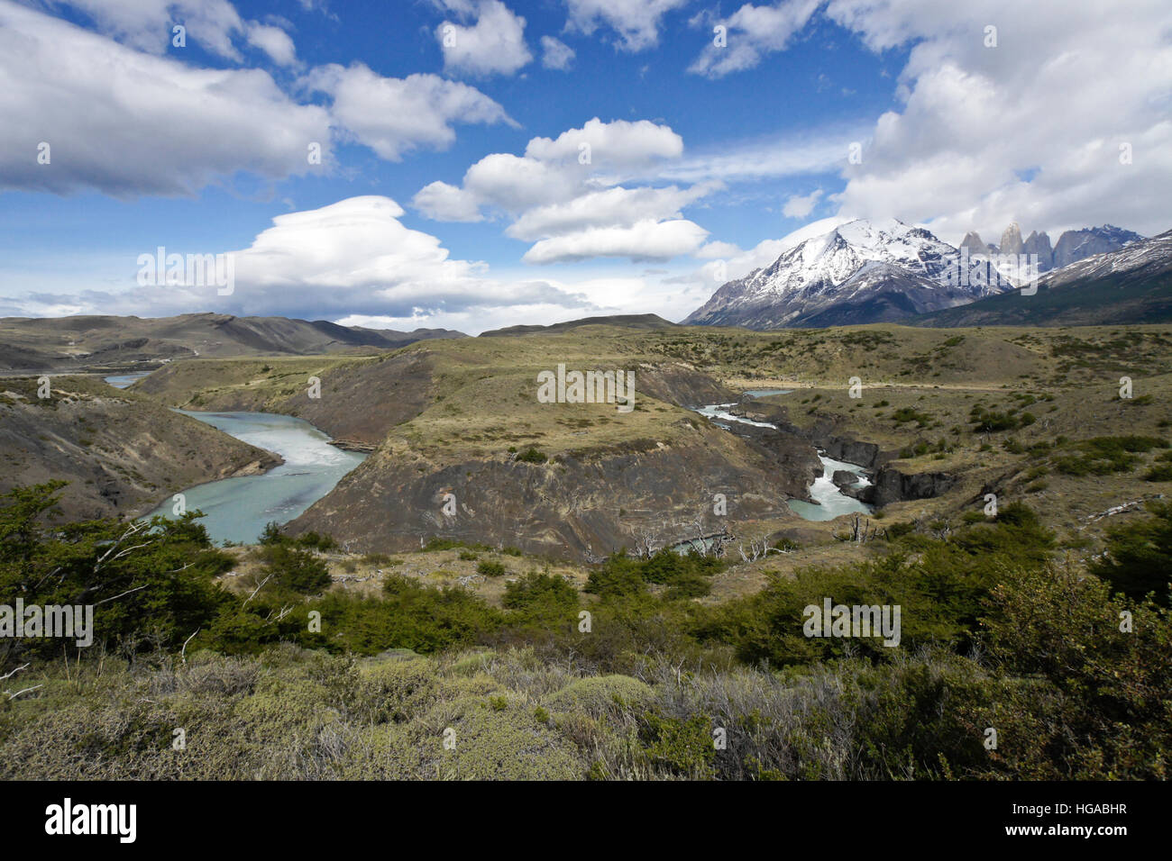 Paine River and Paine Massif, Torres del Paine NP, Patagonia, Chile ...
