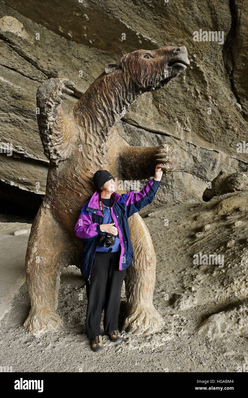 Life-size replica of prehistoric Mylodon at Monumental Natural Cueva de ...
