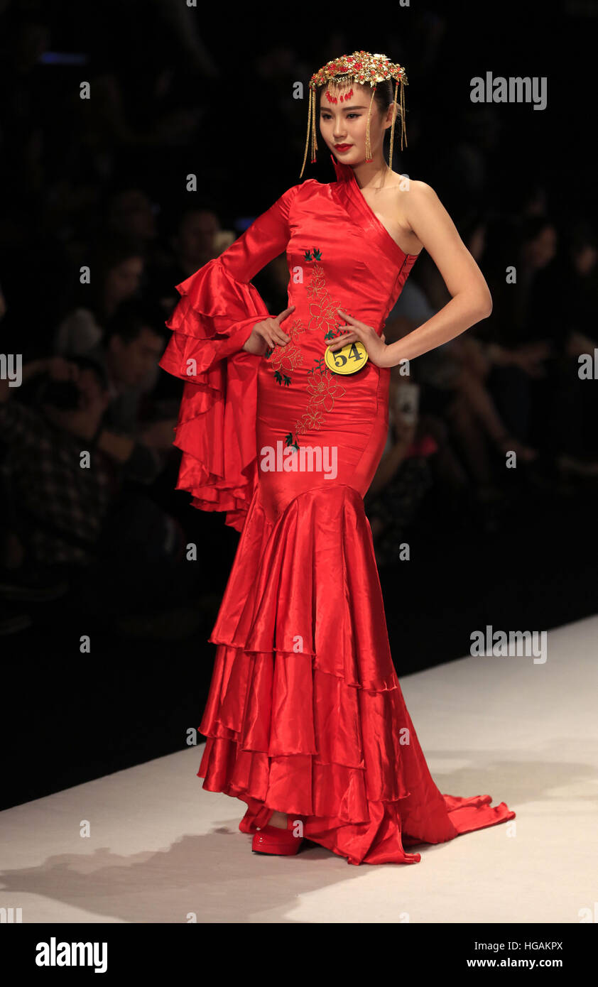 Shenzhen, China's Guangdong Province. 7th Jan, 2017. A model shows a ...