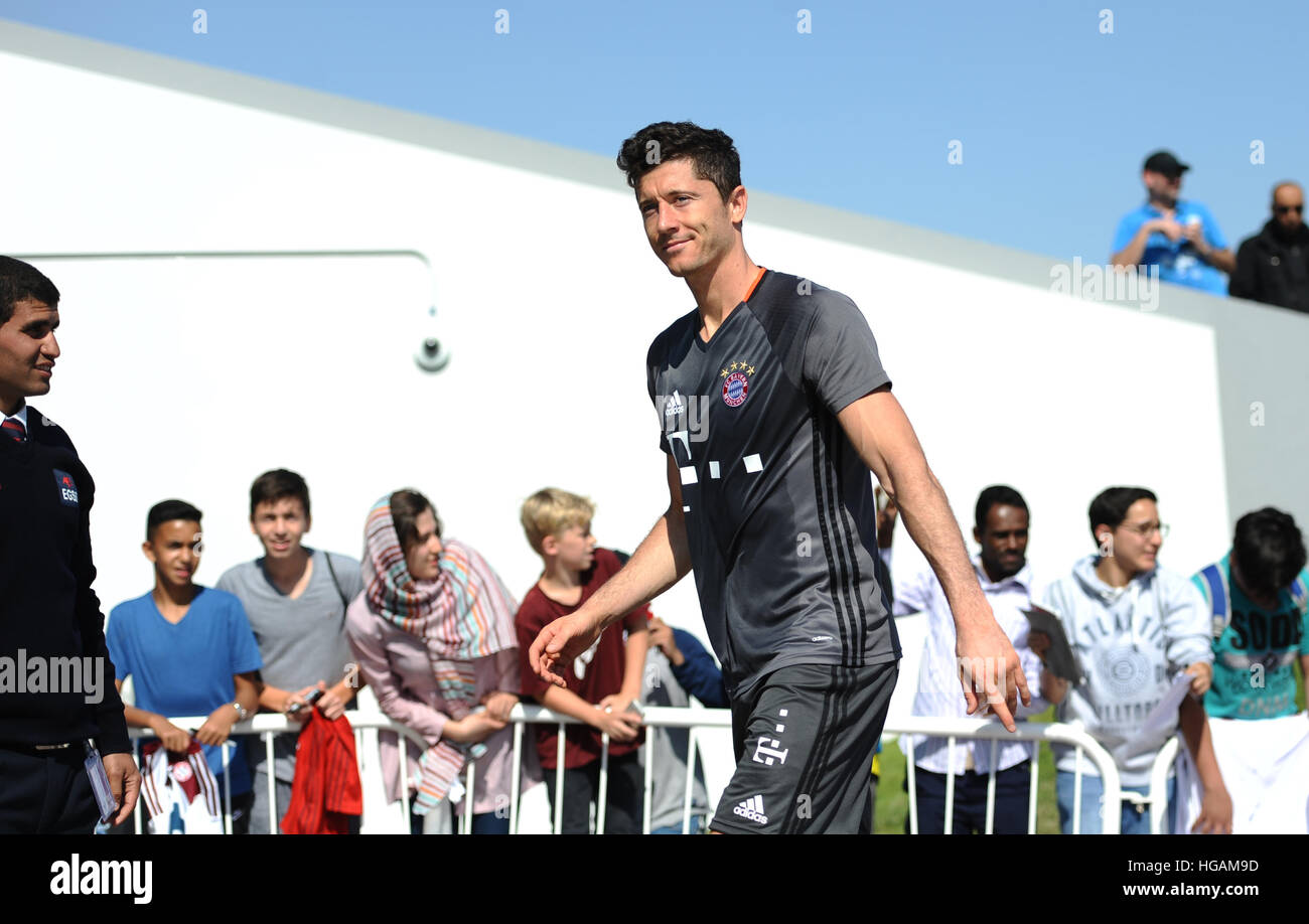 Doha, Qatar. 07th Jan, 2017. FC Bayern Munich's Robert Lewandowski with ...