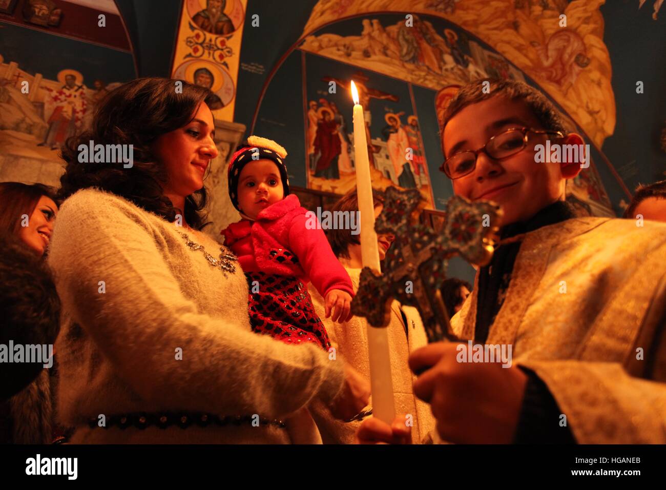 Gaza City, Gaza Strip. 7th Jan, 2017. Palestinian Orthodox Christian ...