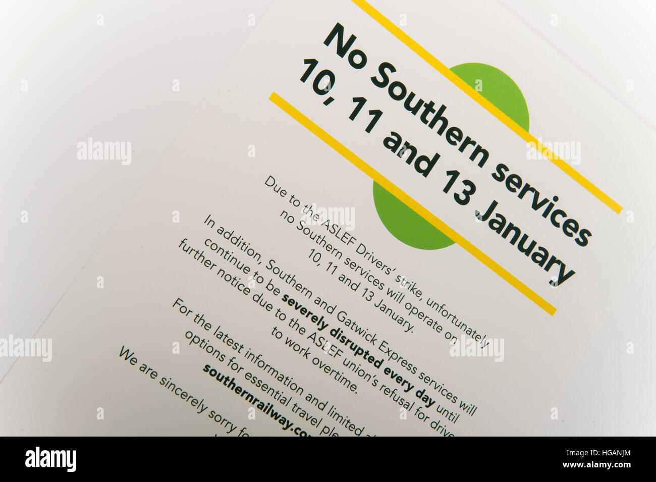 Southern Rail Services strike announcement Stock Photo - Alamy