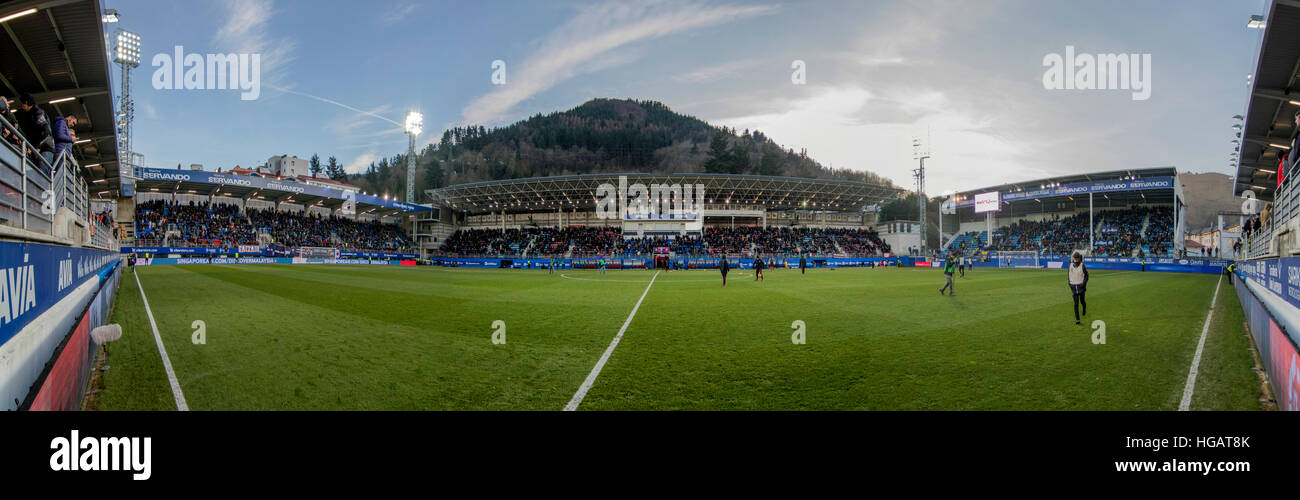 Eibar, Spain. 7th January, 2017. Panorama of Ipurua Stadium during the ...