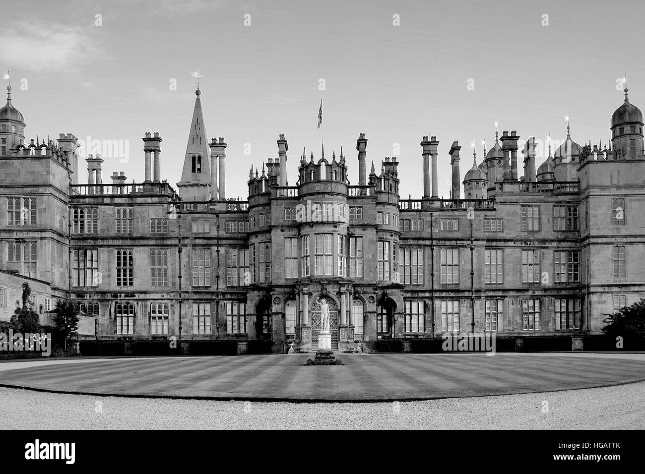 The west front of the Elizabethan Stately Home of Burghley House ...