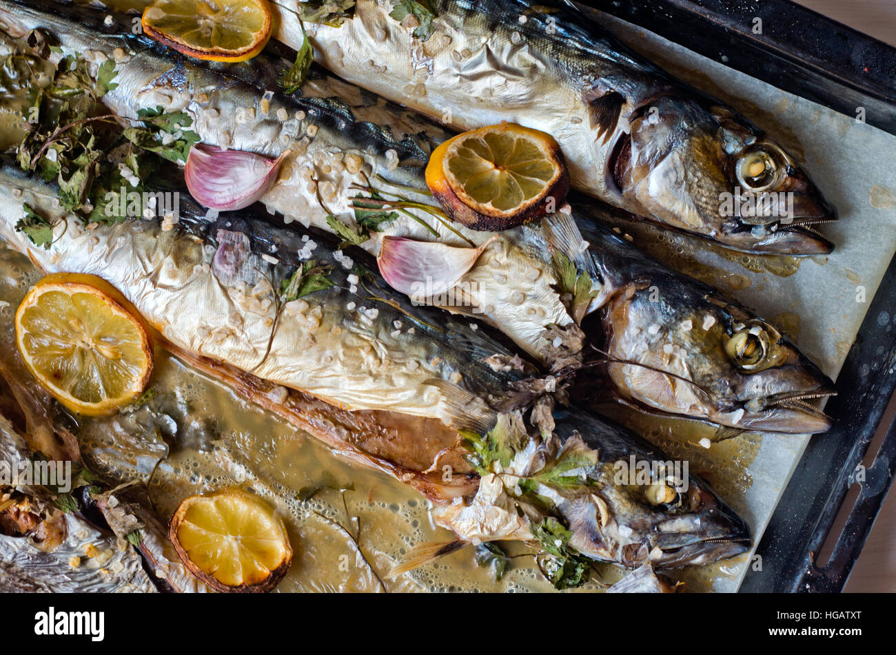 excellent fresh blue fish for a healthy diet freshly cooked with olive ...