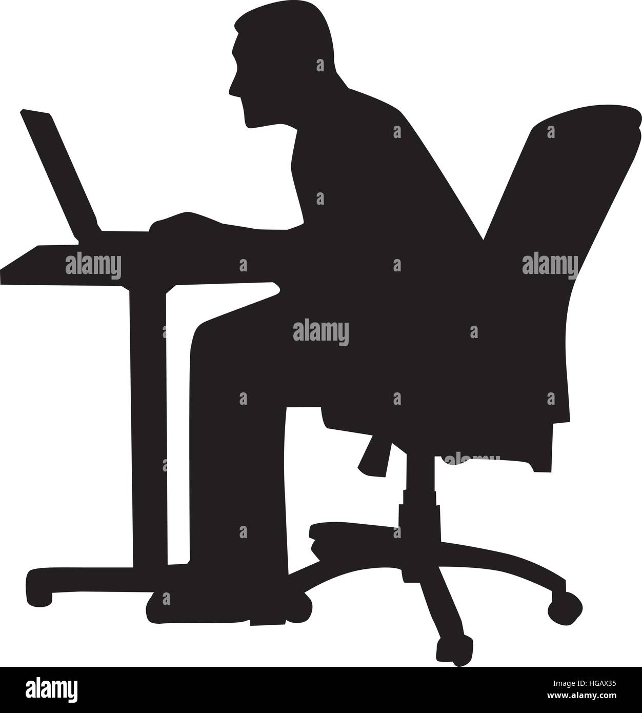 Man sitting on a table with laptop Stock Vector Image & Art - Alamy